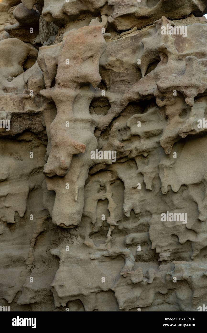 Melted wax-looking erosion patterns in the sandstone formations in ...