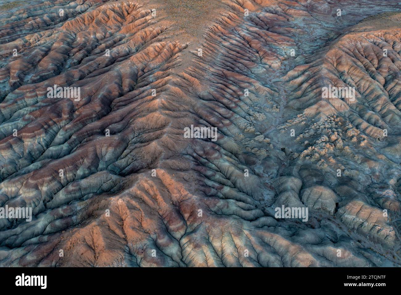Multi-colored striped bentonite clay hills by the Fantasy Canyon ...