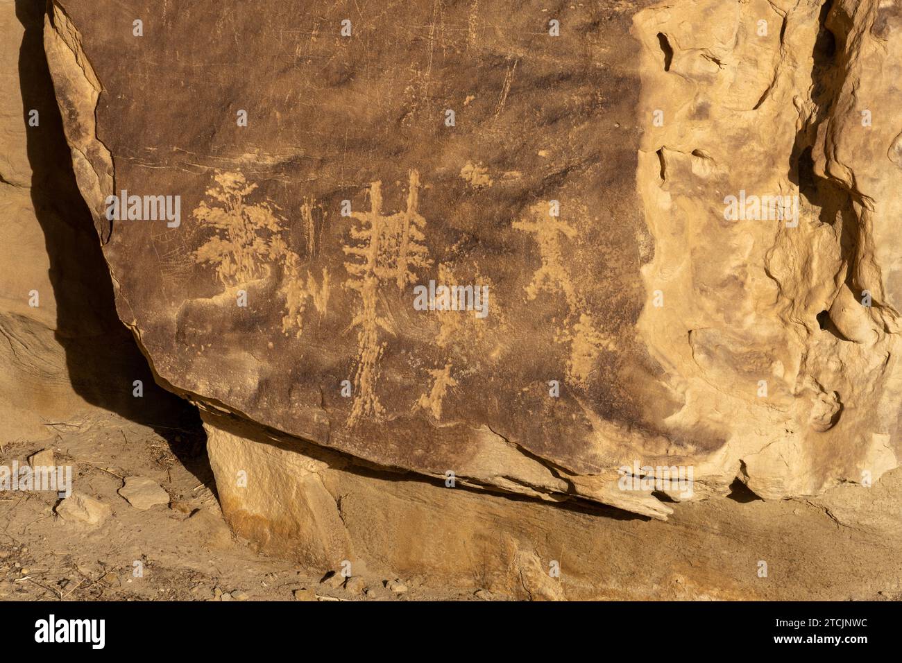 Native American petroglyph panel at the East Four Mile Canyon ...