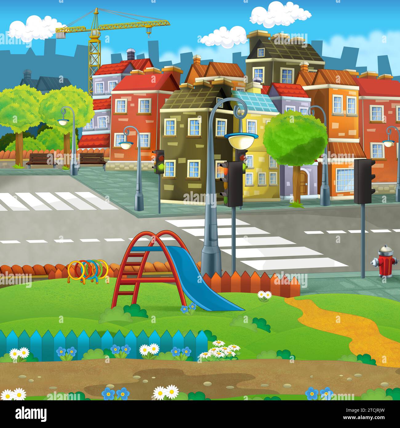 cartoon happy and funny scene of the middle of a city for different ...
