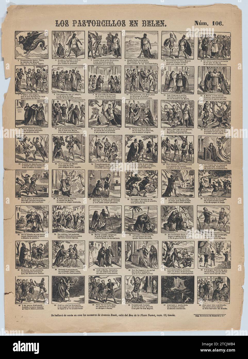 Broadside with 48 scenes relating to the nativity of Christ 1978 by ...