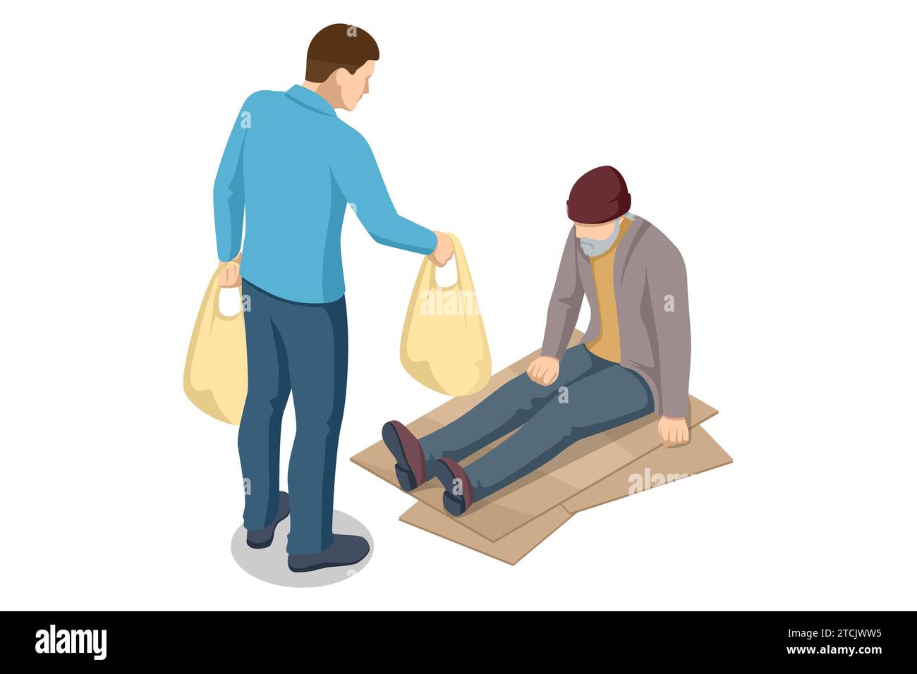 Homeless man sitting on streets Stock Vector Images - Alamy