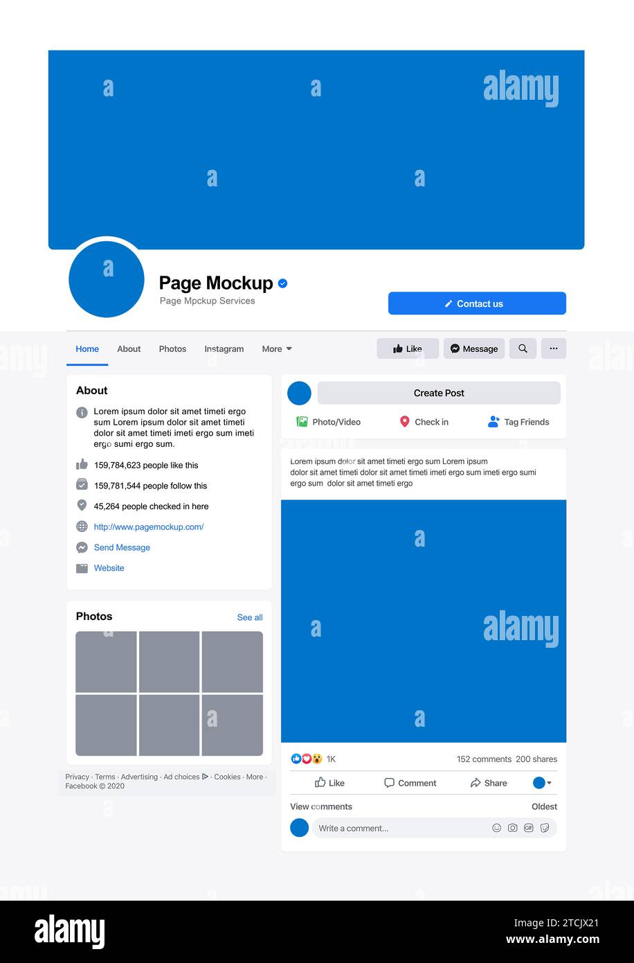 Facebook mockup page hi-res stock photography and images - Alamy
