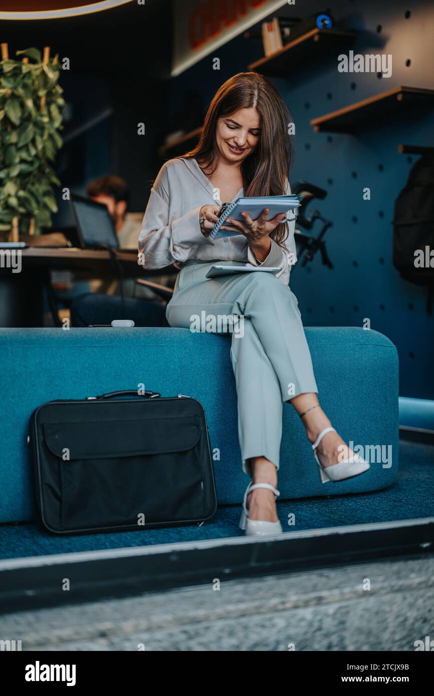 A focused woman conducts online research, targeting the audience for a ...