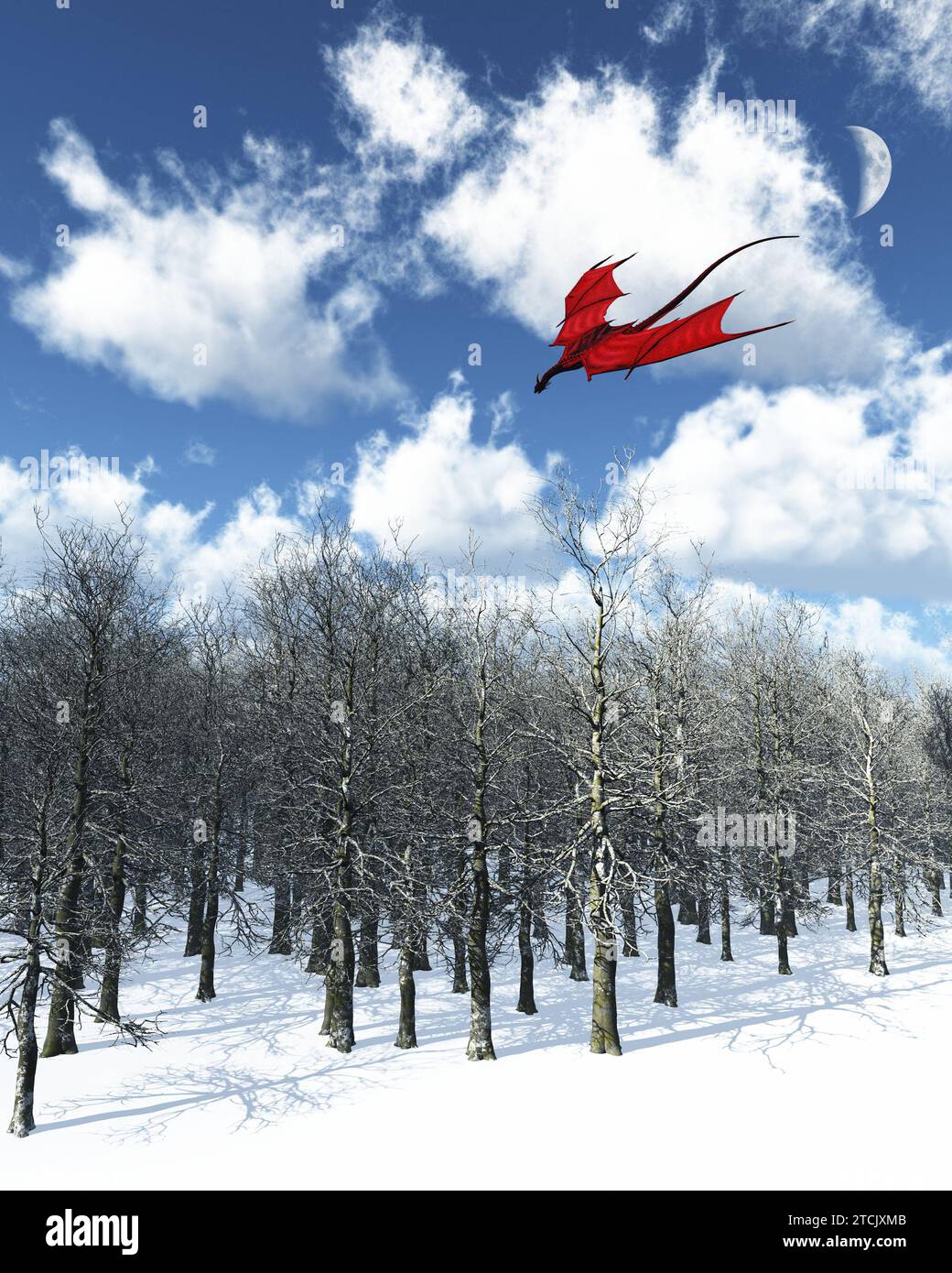Flying dragon over forest hi-res stock photography and images - Alamy