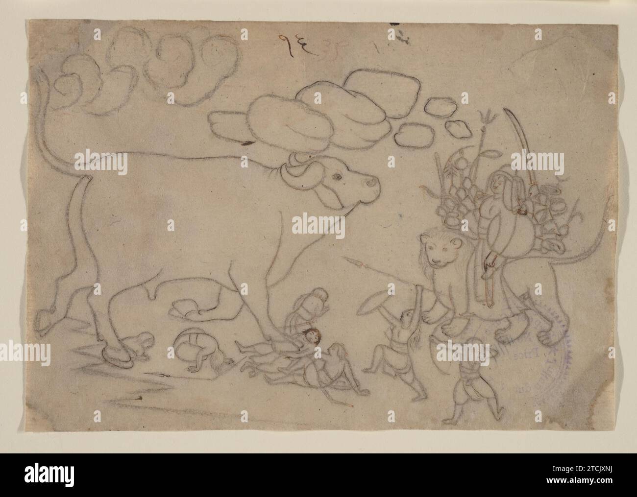 Durga Confronts the Buffalo Demon Mahisha: Scene from the Devi Mahatmya ...