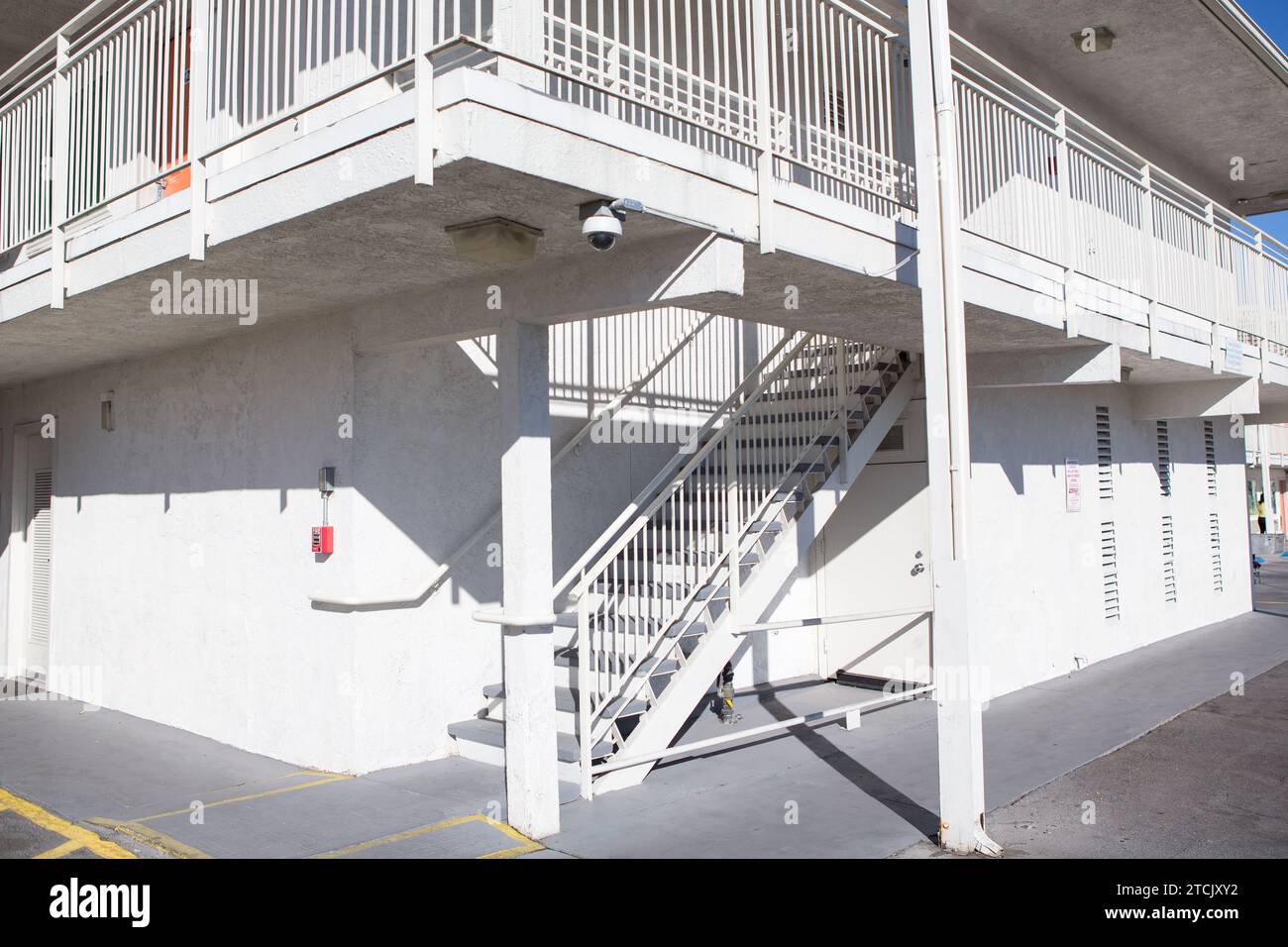 Outdoor Concrete Staircase With Steel Handrail Stock Photo - Alamy