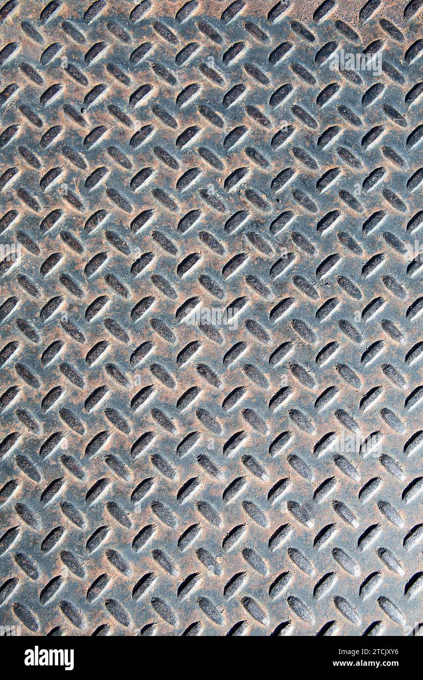 Old rusty diamond metal plate texture pattern used as abstract ...