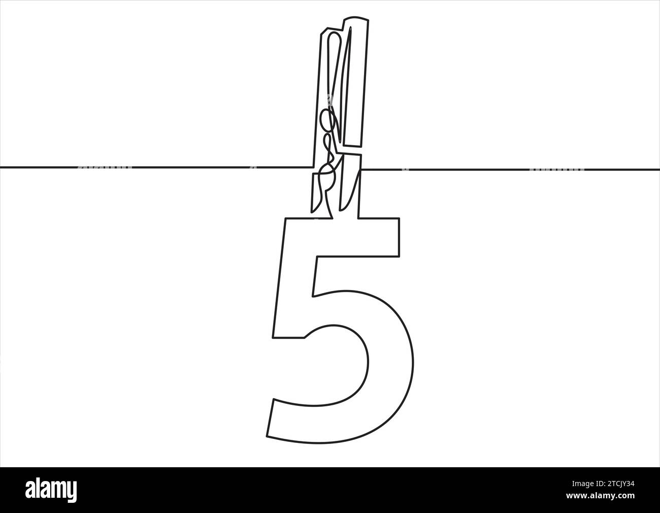 clip wooden peg with numbers .Continuous line drawing Stock Vector ...