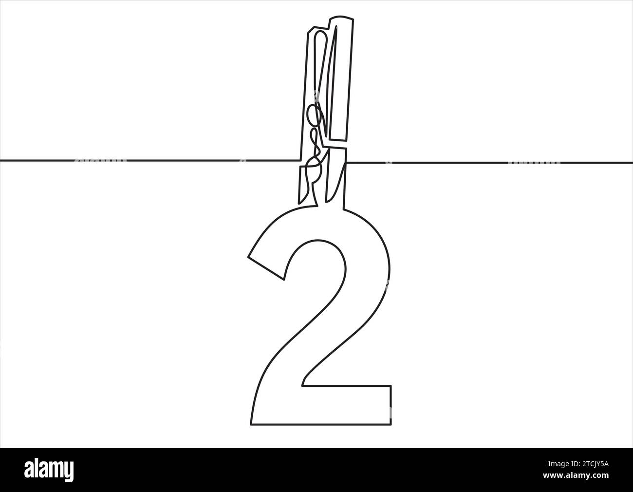 clip wooden peg with numbers .Continuous line drawing Stock Vector ...