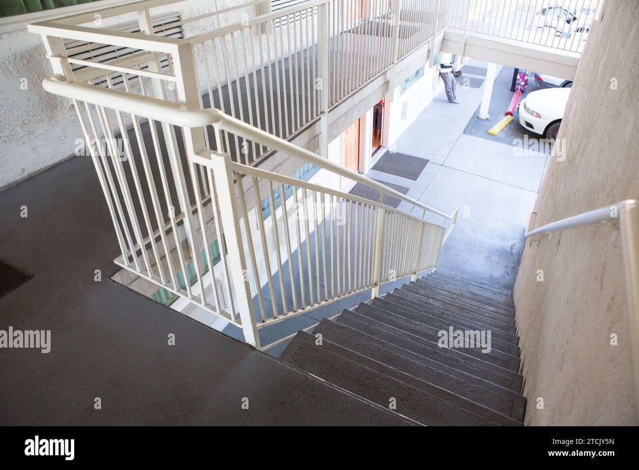Outdoor Concrete Staircase With Steel Handrail Stock Photo - Alamy