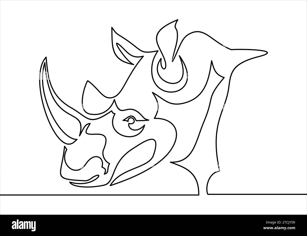 Continuous line rhinoceros head. Single line rhino illustration Stock ...