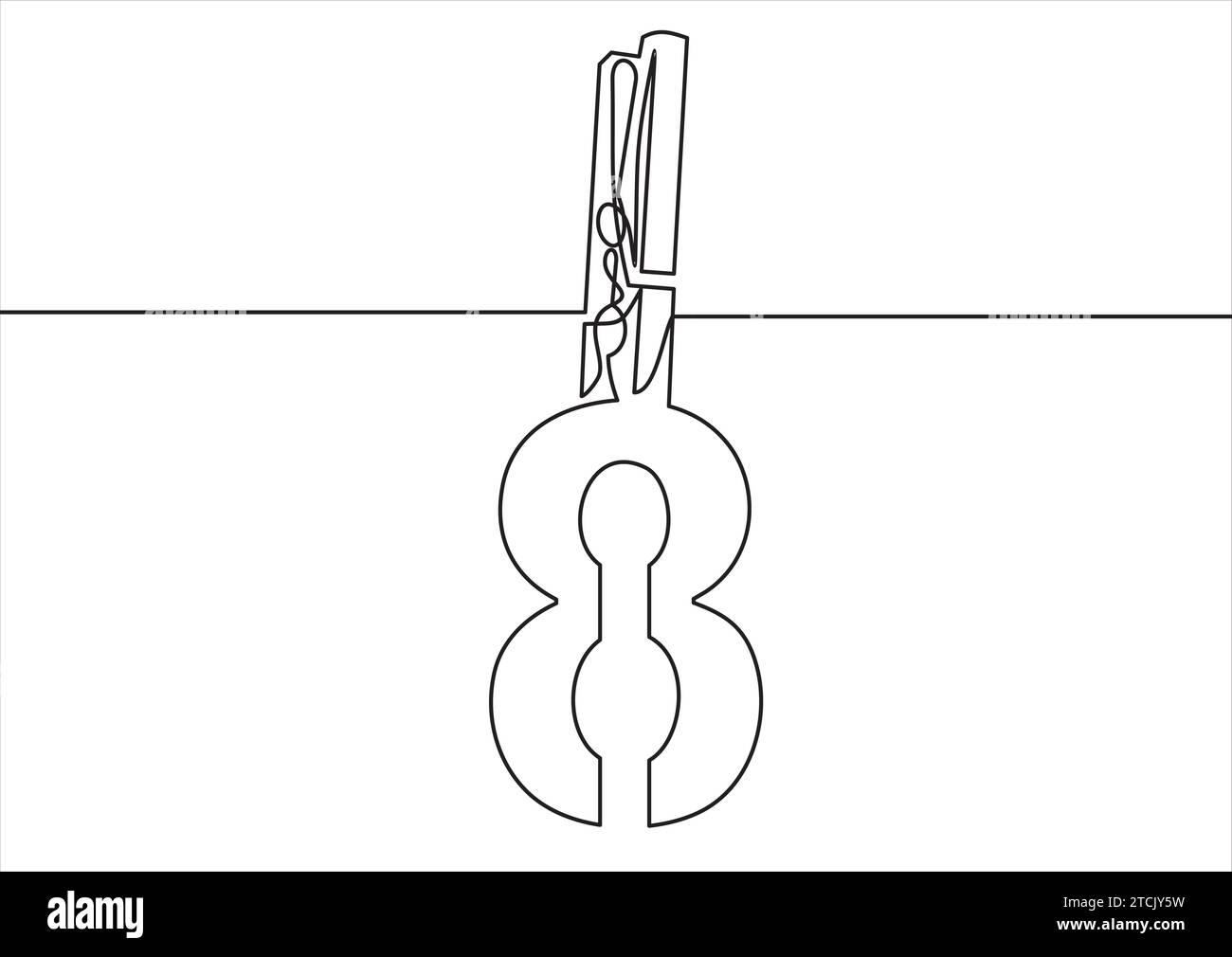 clip wooden peg with numbers .Continuous line drawing Stock Vector ...