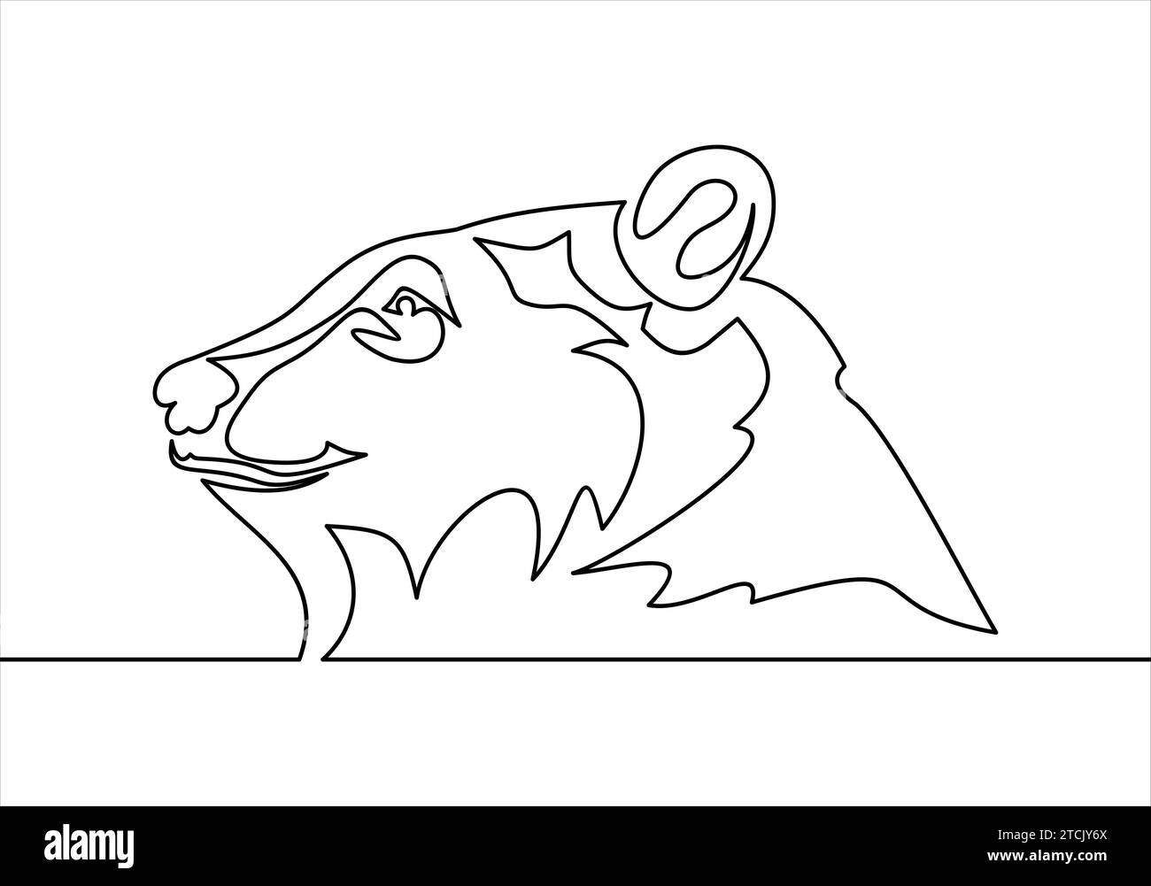 illustration. bear's head. Line. one line continuous draw Stock Vector ...