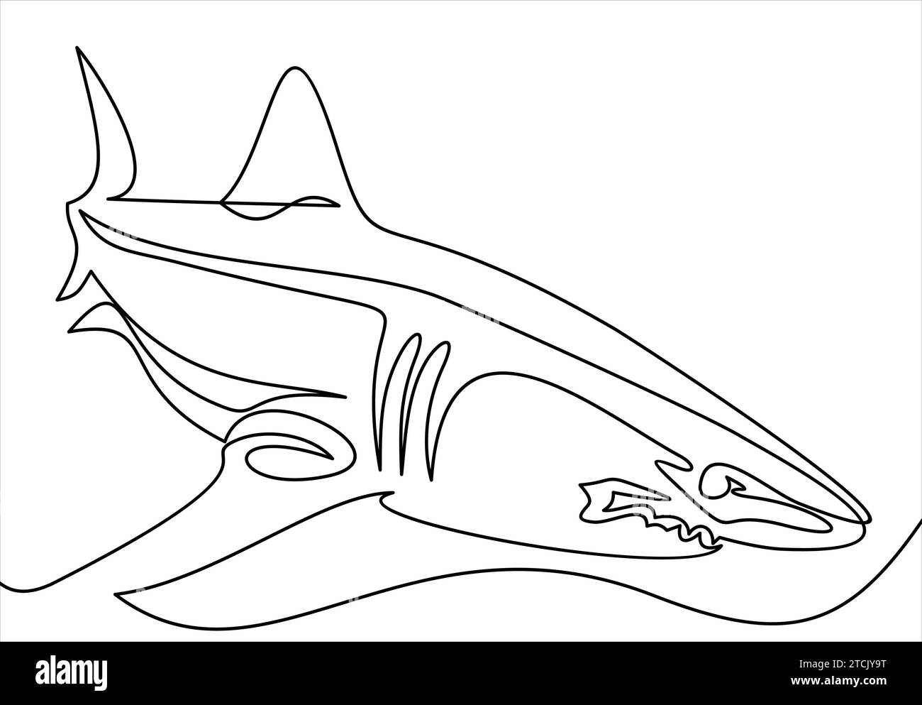 sharks drawn in line-continuous line drawing Stock Vector Image & Art ...