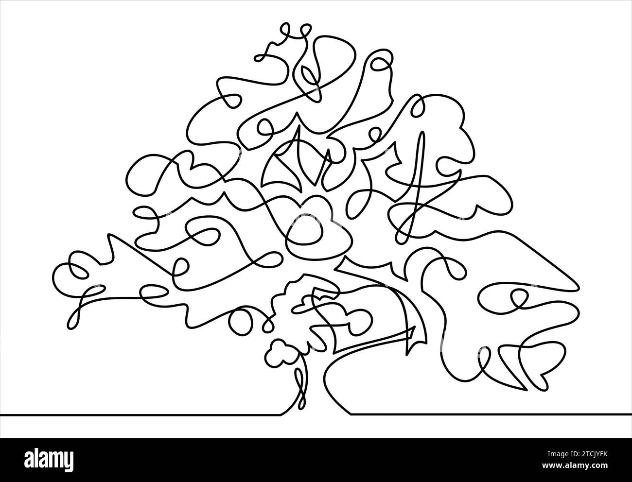 Line drawing of a tree, illustration-continuous line drawing Stock ...