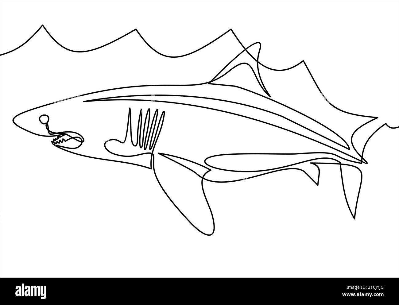 sharks drawn in line-continuous line drawing Stock Vector Image & Art ...