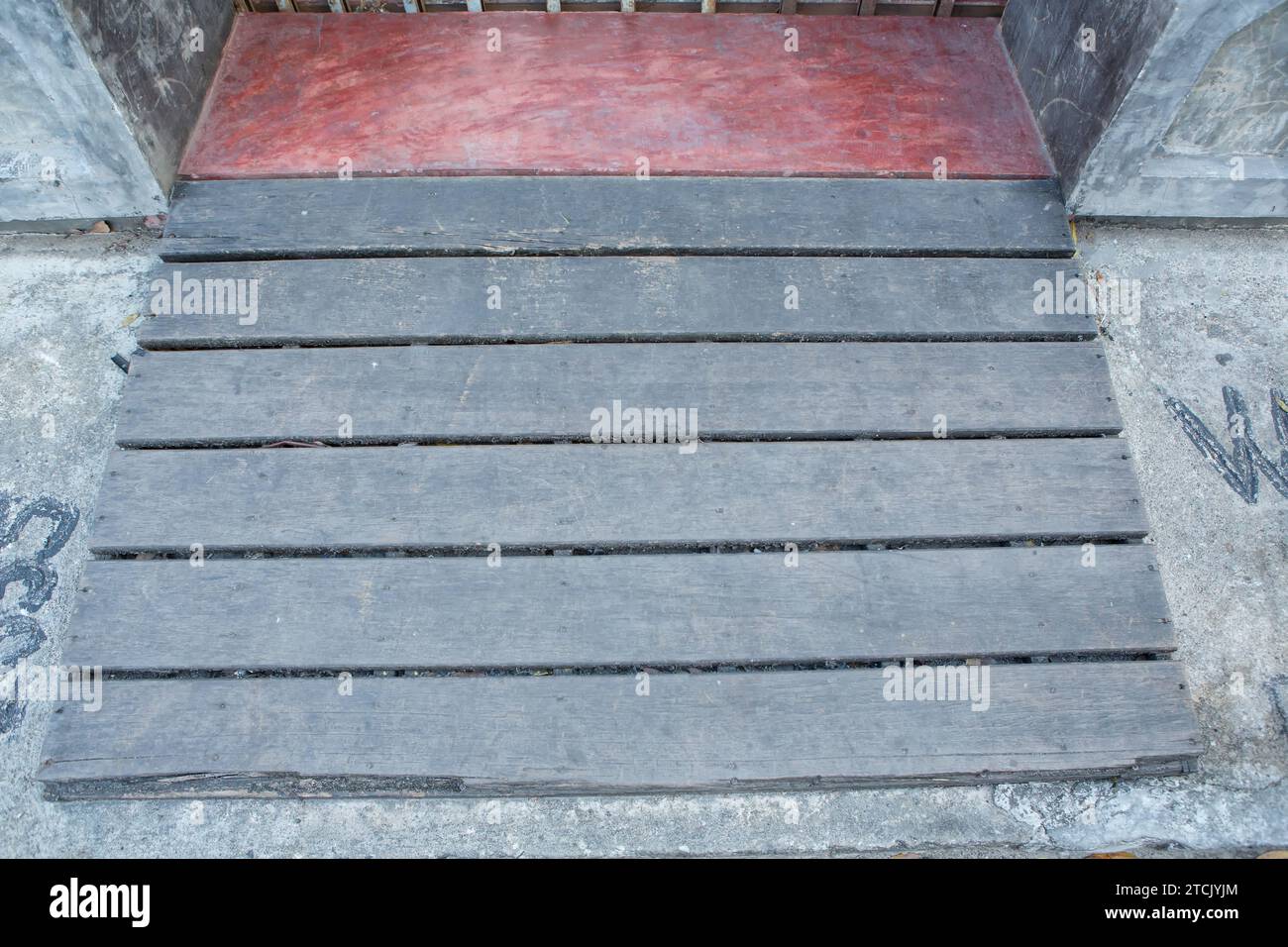 wooden ramp way for support wheelchair disabled people. (Barrier-free ...
