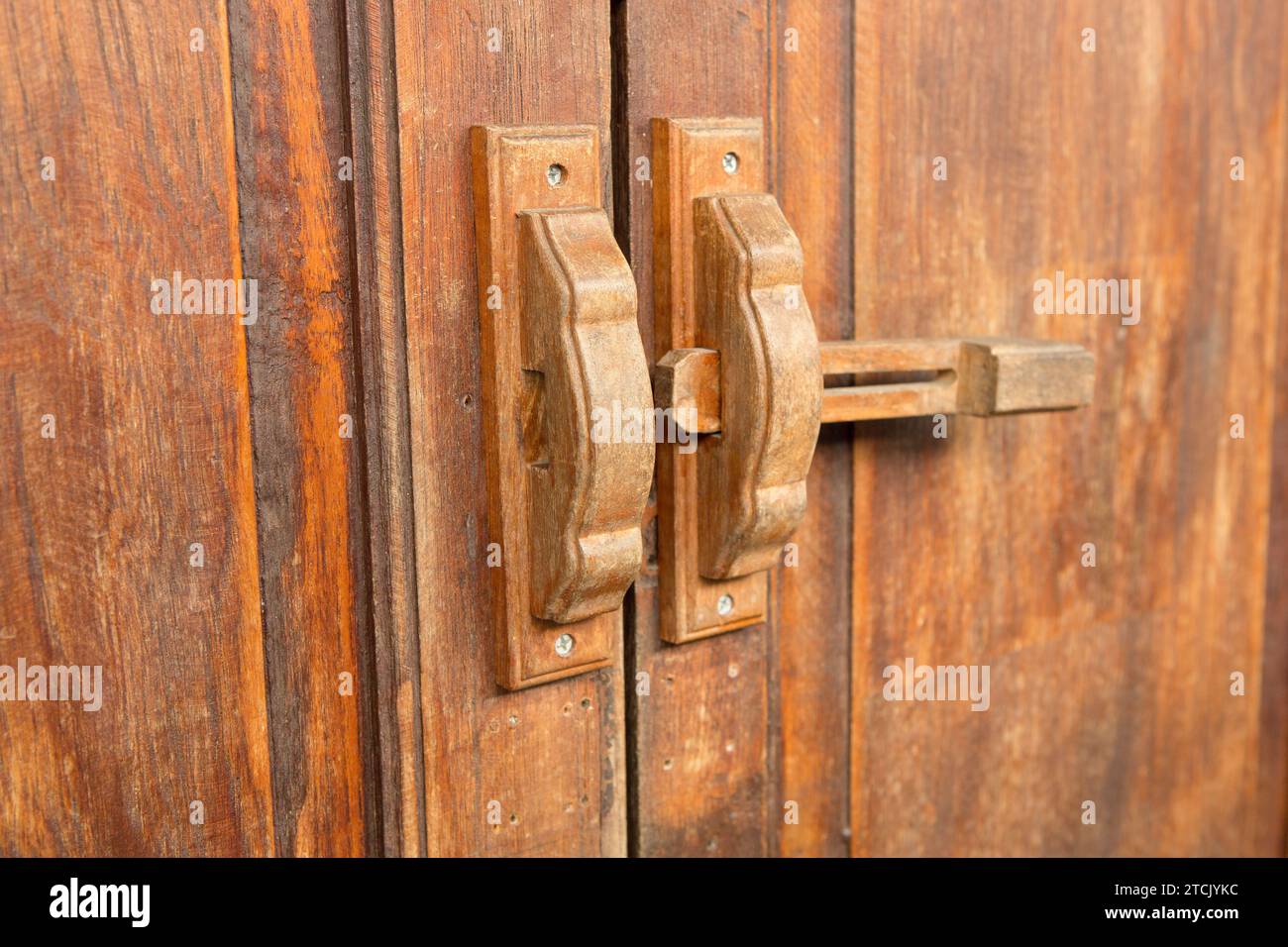 Asian old wooden door locks and wooden latch vintage styles Stock Photo ...