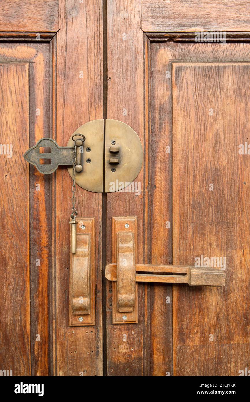 Asian old wooden door locks and wooden latch vintage styles Stock Photo ...