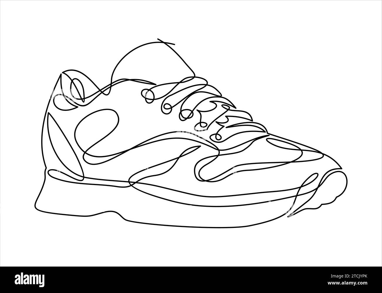 illustration of sneakers. Sports shoes in a line style. Continuous one line Stock Vector Image ...