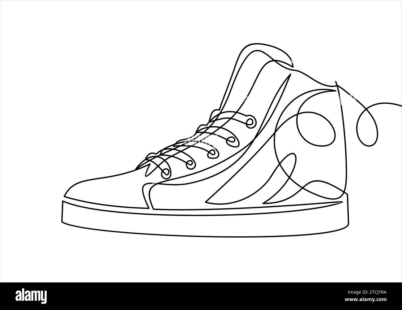illustration of sneakers. Sports shoes in a line style. Continuous one line Stock Vector Image ...