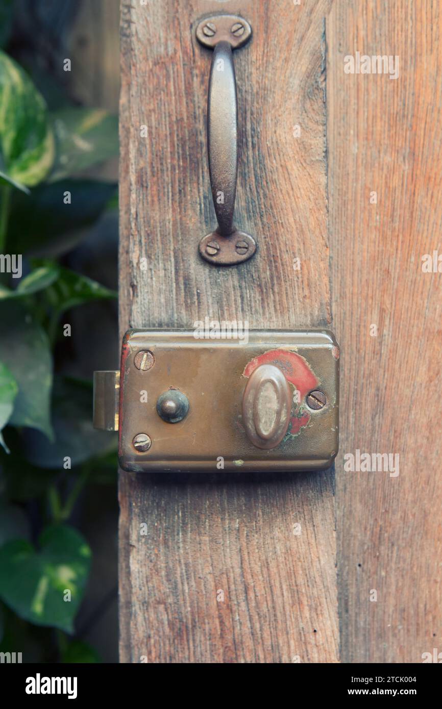Asian old wooden door locks and wooden door vintage styles Stock Photo ...