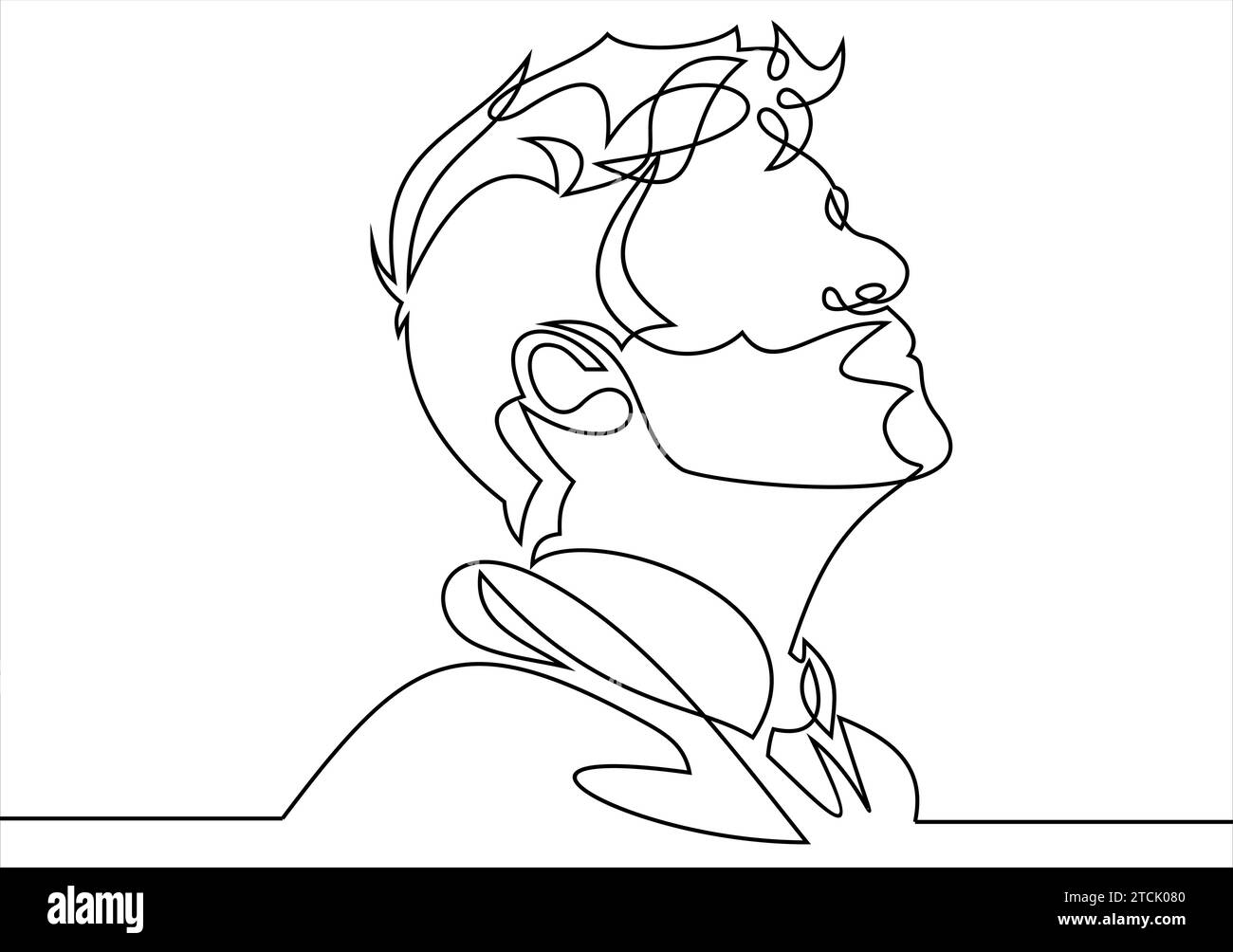 Continuous one line drawing of man portrait. Hairstyle. Fashionable men ...