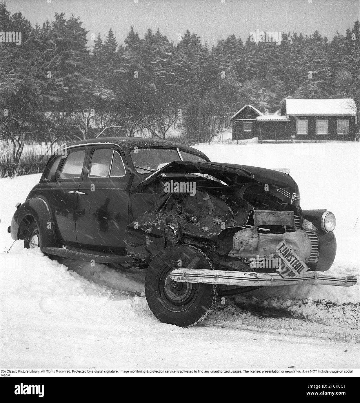 Winter 1947. An American passenger car of the brand Buick Special Sedan ...