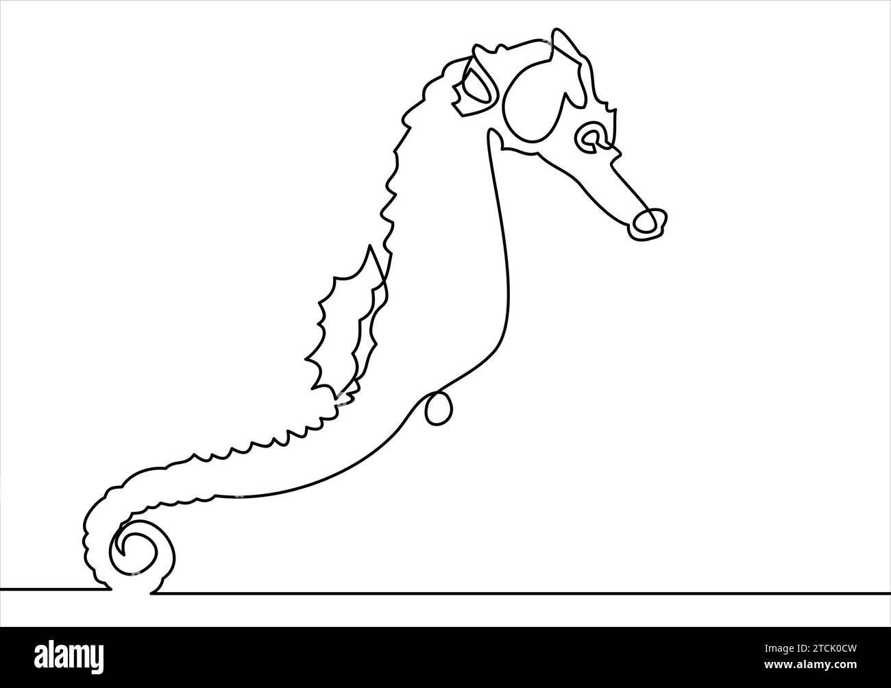 Seahorse.One line. illustration.Element In Trendy Style Stock Vector ...
