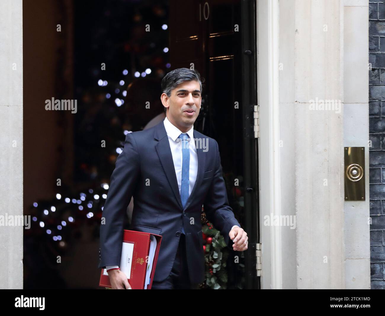 London, UK. 13th Dec, 2023. British Prime Minister Rishi Sunak leaves No 10 Downing Street to ...