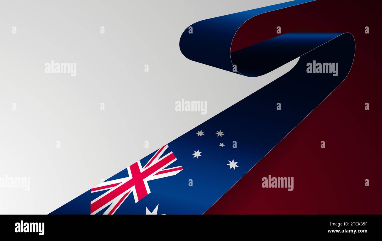 Realistic ribbon background with flag of Australia. An element of ...