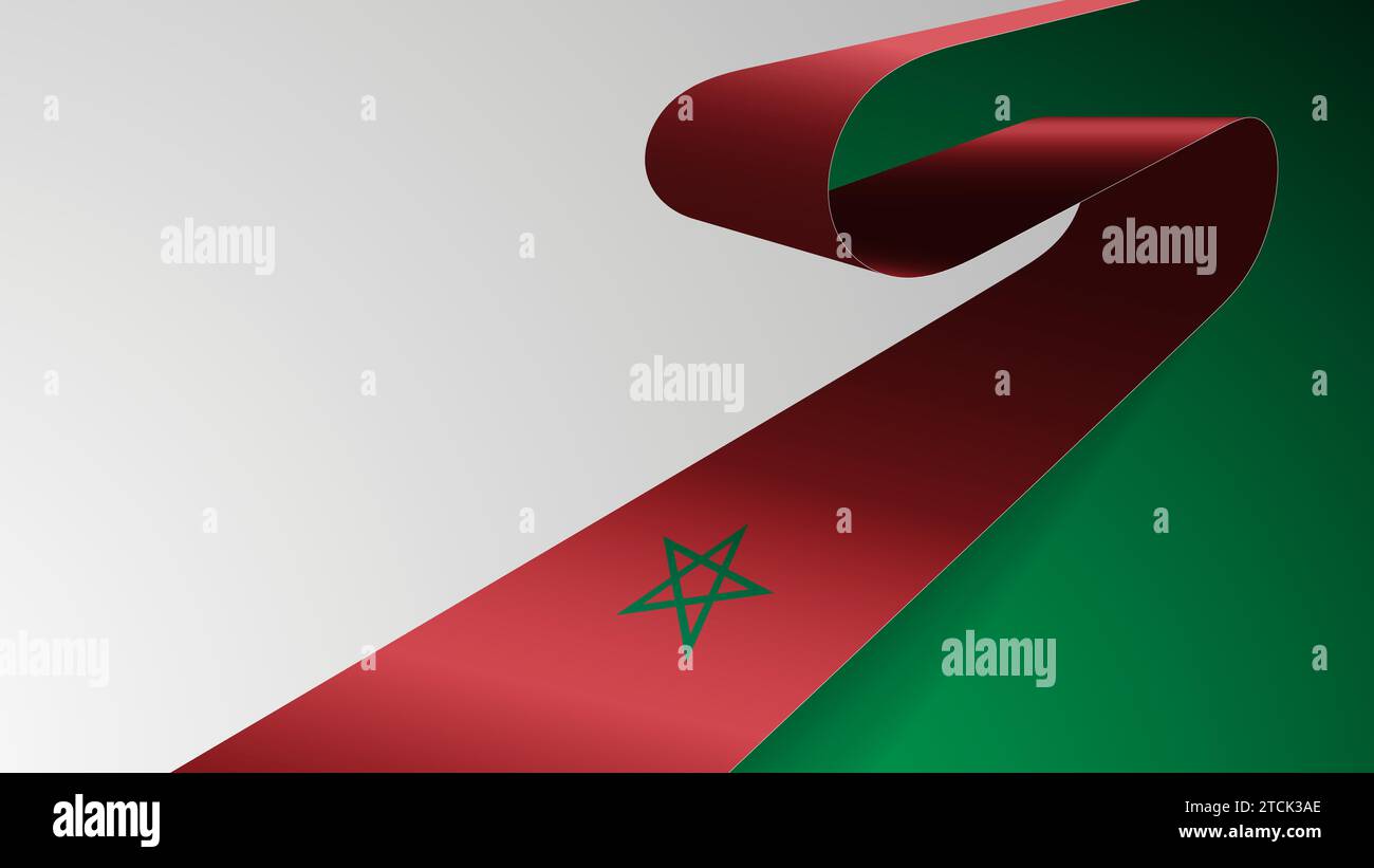 Realistic ribbon background with flag of Morocco. An element of impact ...