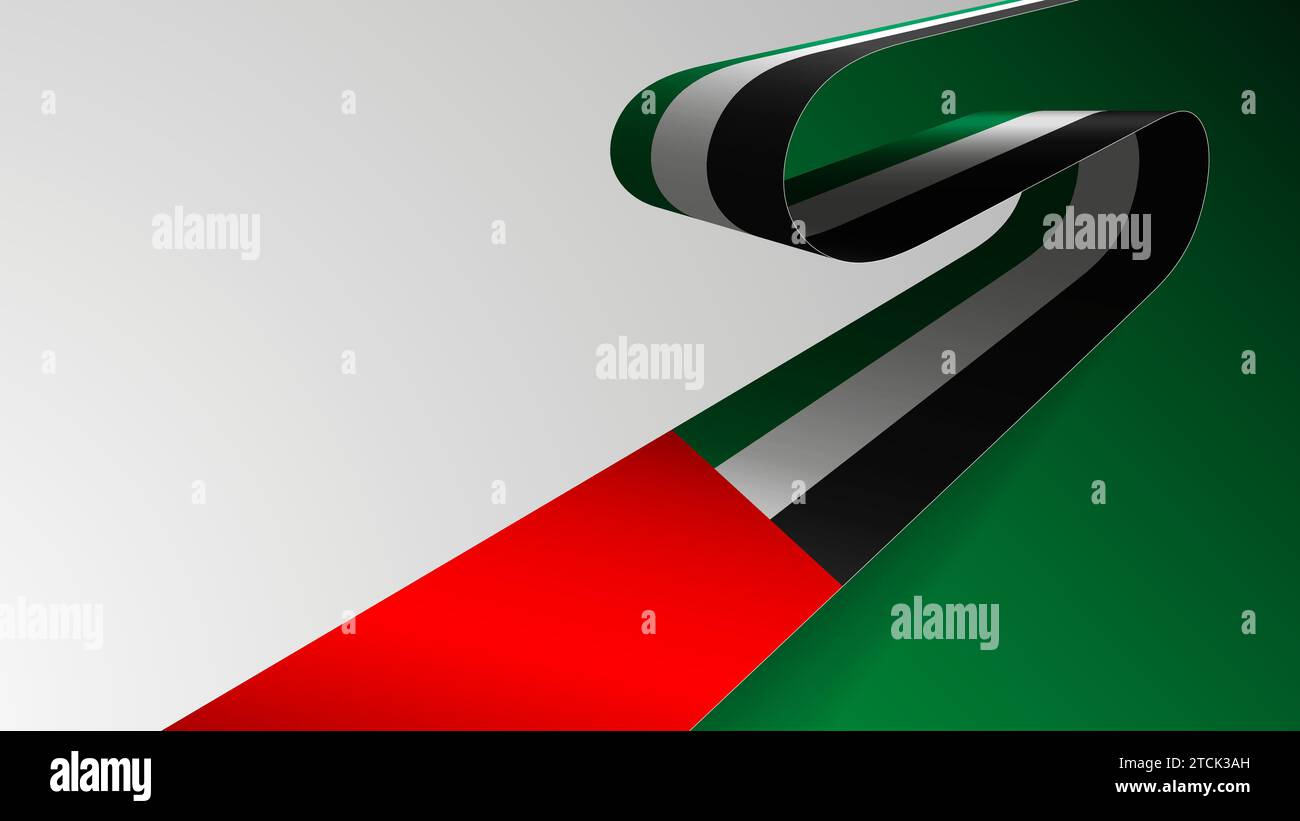Realistic ribbon background with flag of UAE. An element of impact for ...