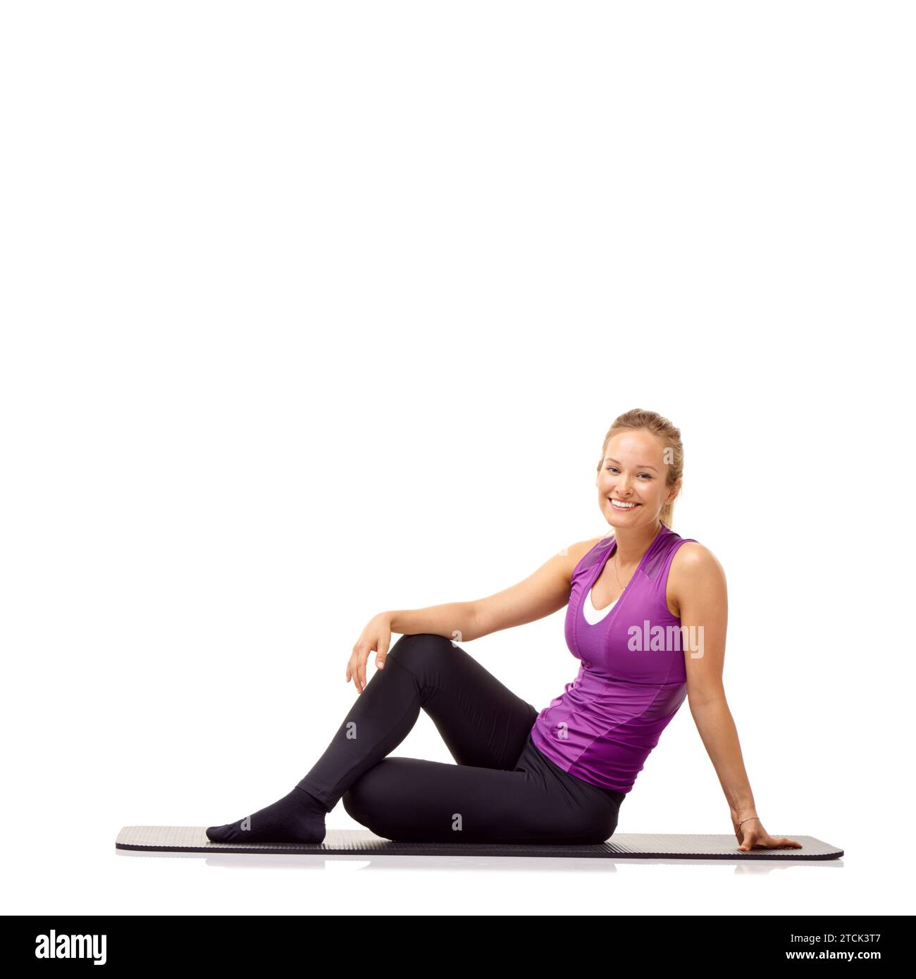 Sitting woman in athletic Cut Out Stock Images & Pictures - Alamy