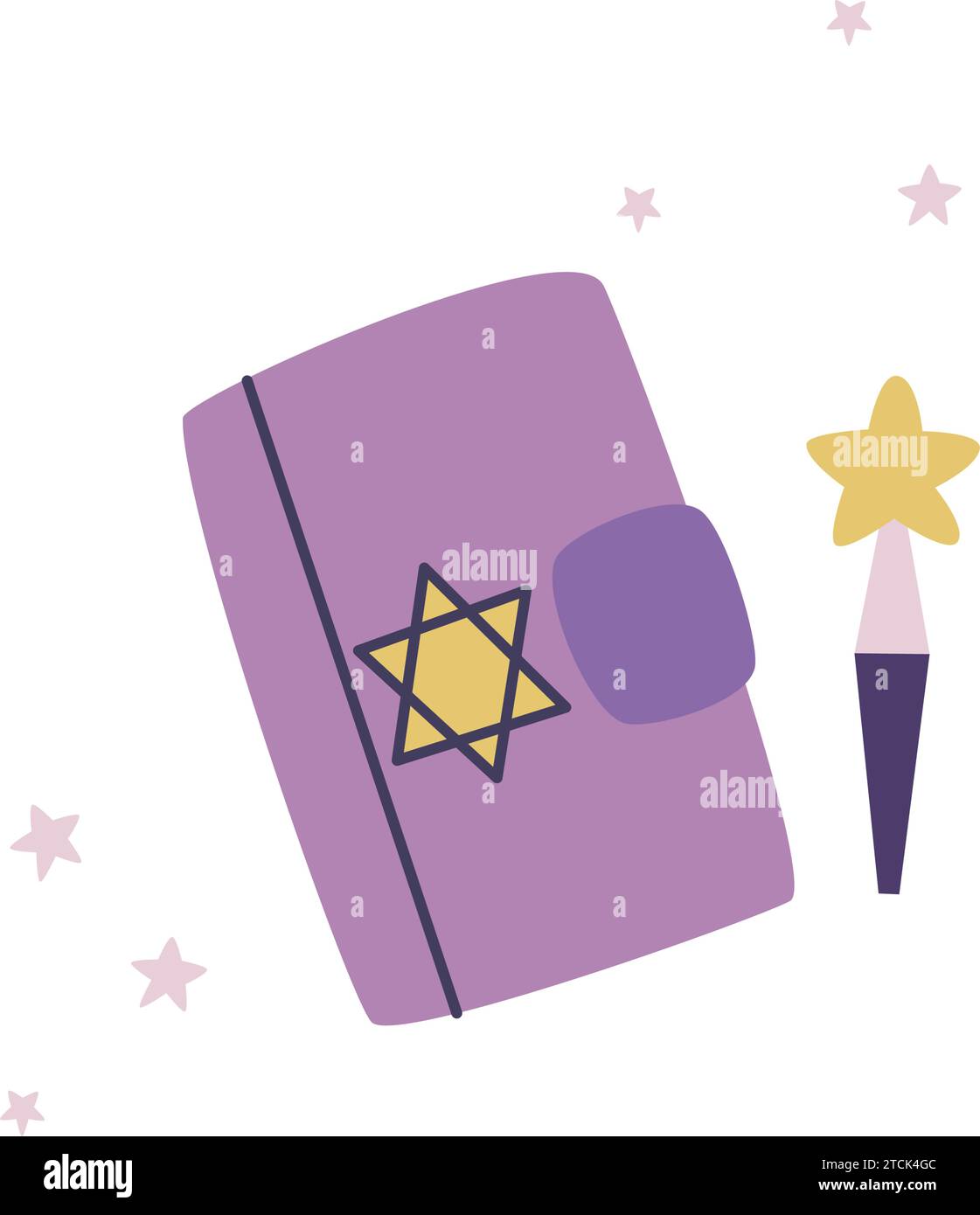 Magic book of spells and magic wand clip art. Witchcraft attributes ...