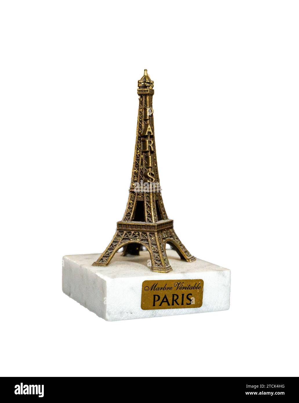 Miniature Eiffel Tower Paris figurine white background Stock Photo - Alamy
