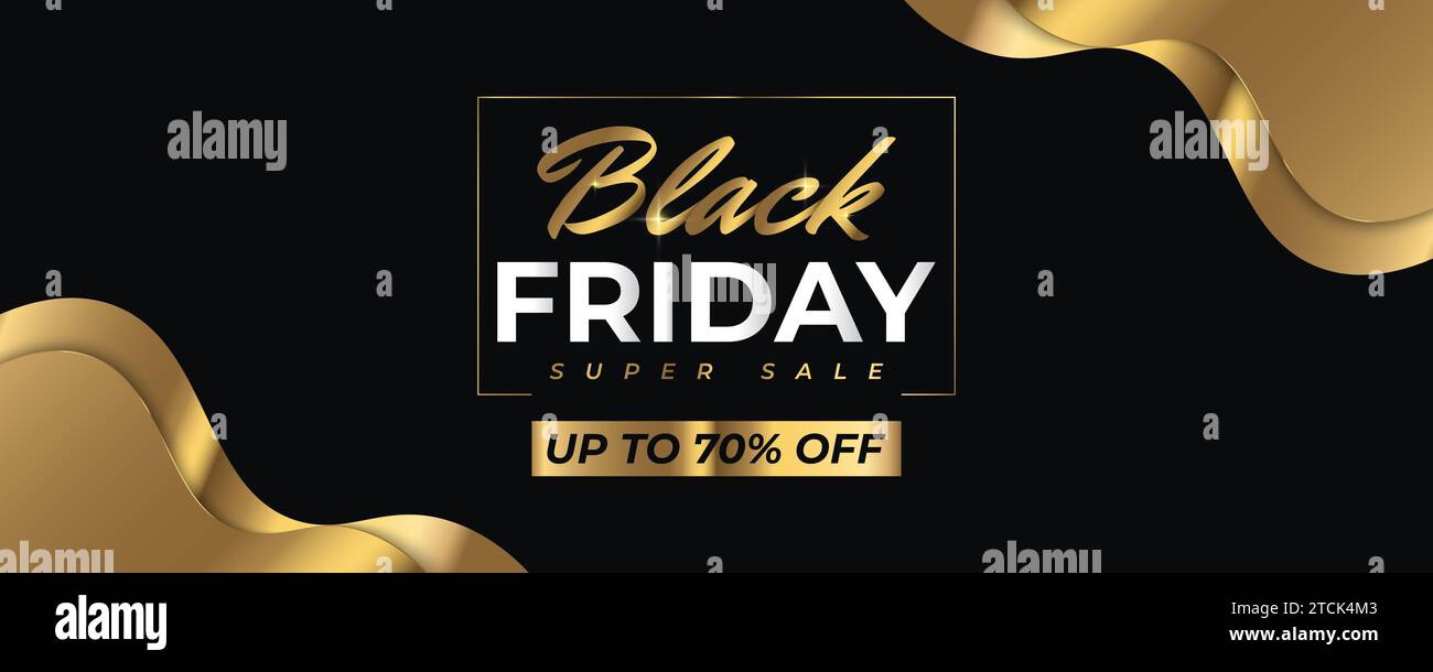 Black Friday Sale Banner or Poster with Black and Gold Background ...