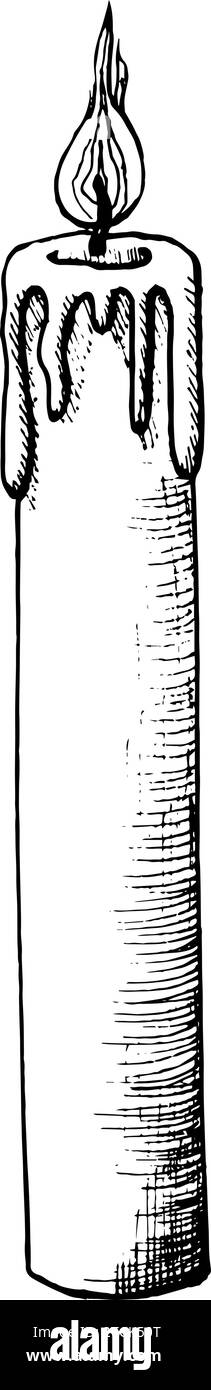 Vector illustration of burning melted candles. Hand drawn candles Stock ...