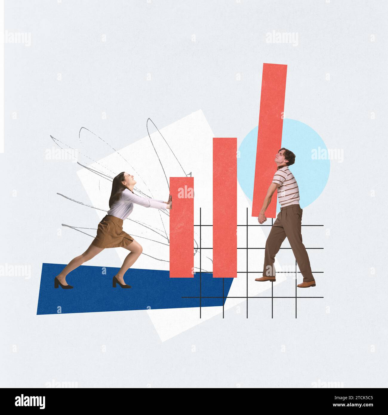 Colleagues working with analytical graphs, developing profitable ...