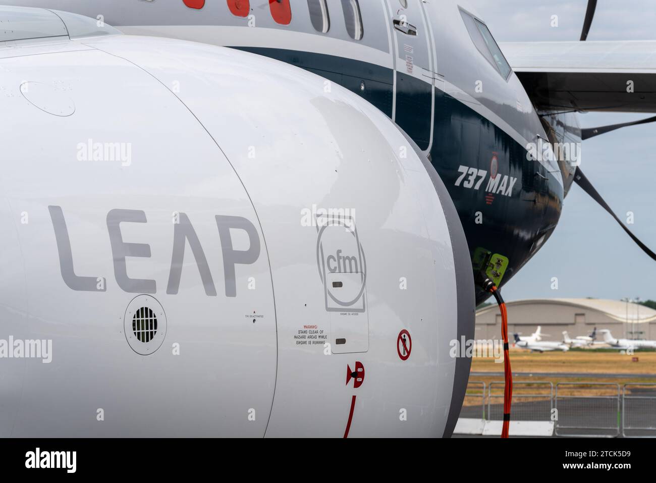 CFM LEAP engine fitted to a Boeing 737 Max 8, at Farnborough aviation ...