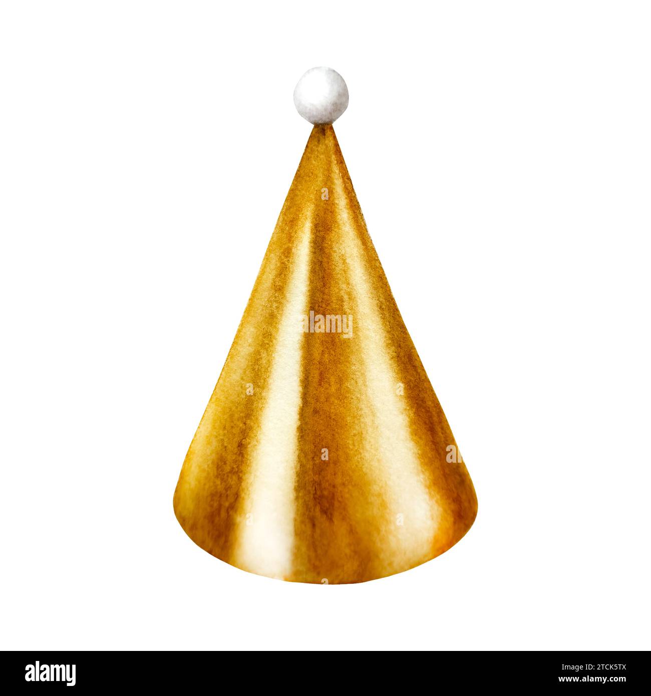 Watercolor golden birthday, holiday cap. Hand drawn confetti for party ...