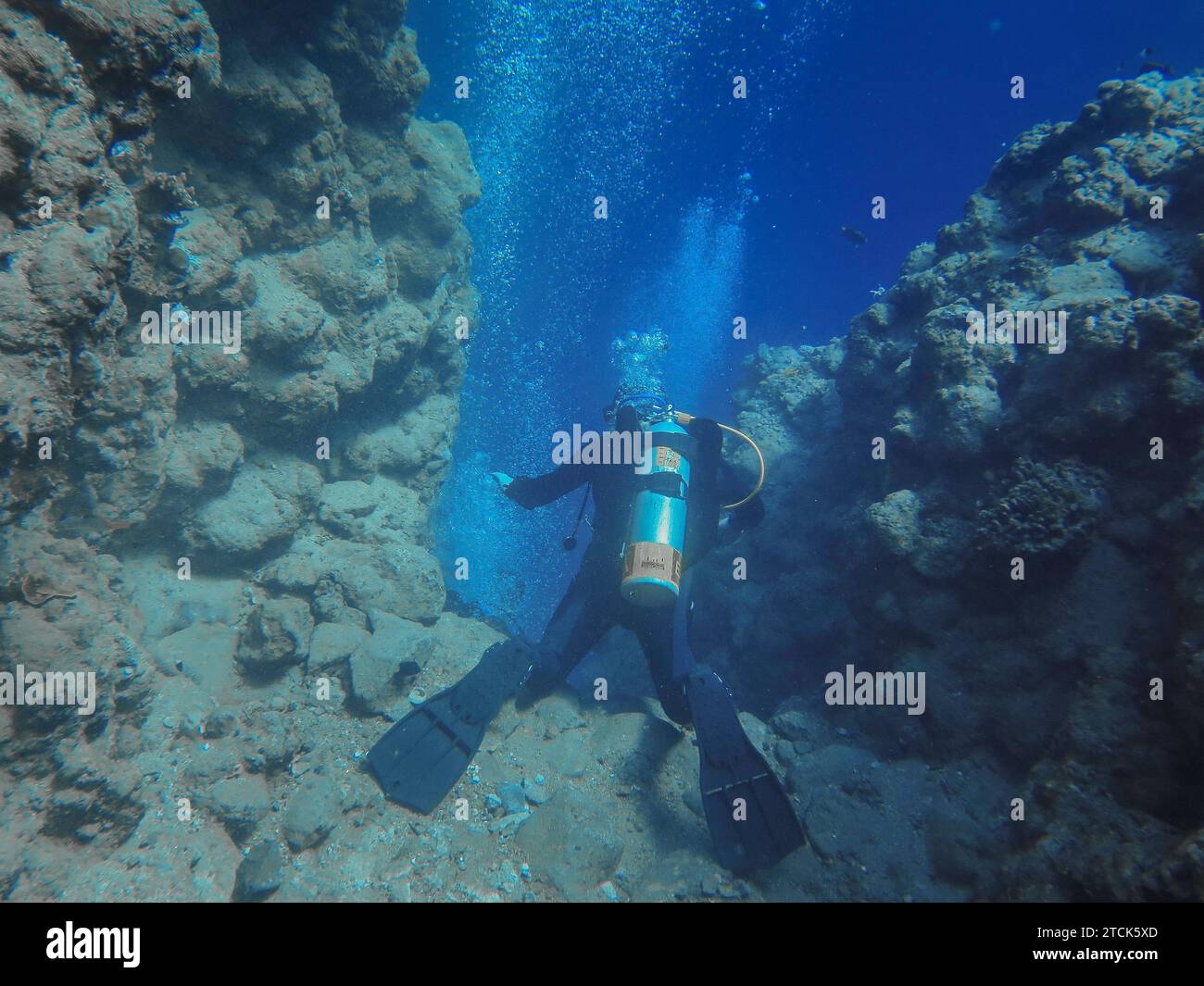 Taucher am Tauchplatz The Bells, Unterwasser-Foto, Dahab, Golf von ...