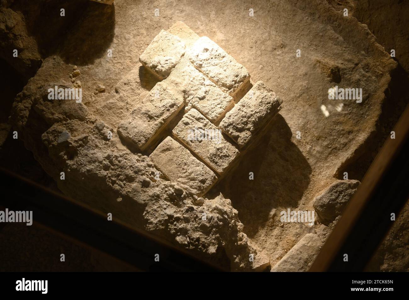 Archaeology uncovered medieval bricks, Murcia, Spain Stock Photo - Alamy
