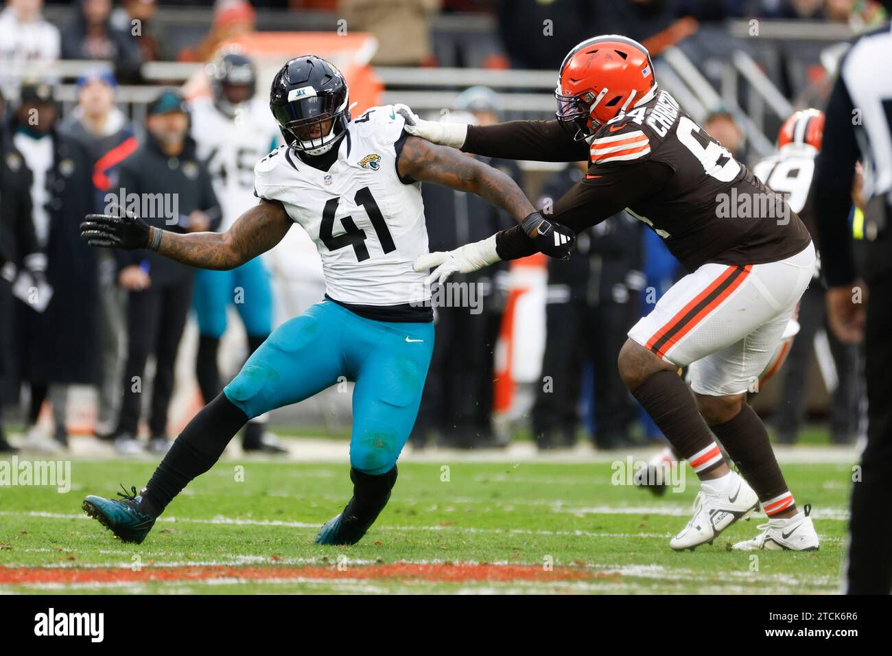 Jacksonville Jaguars linebacker Josh Allen (41) plays against Cleveland ...