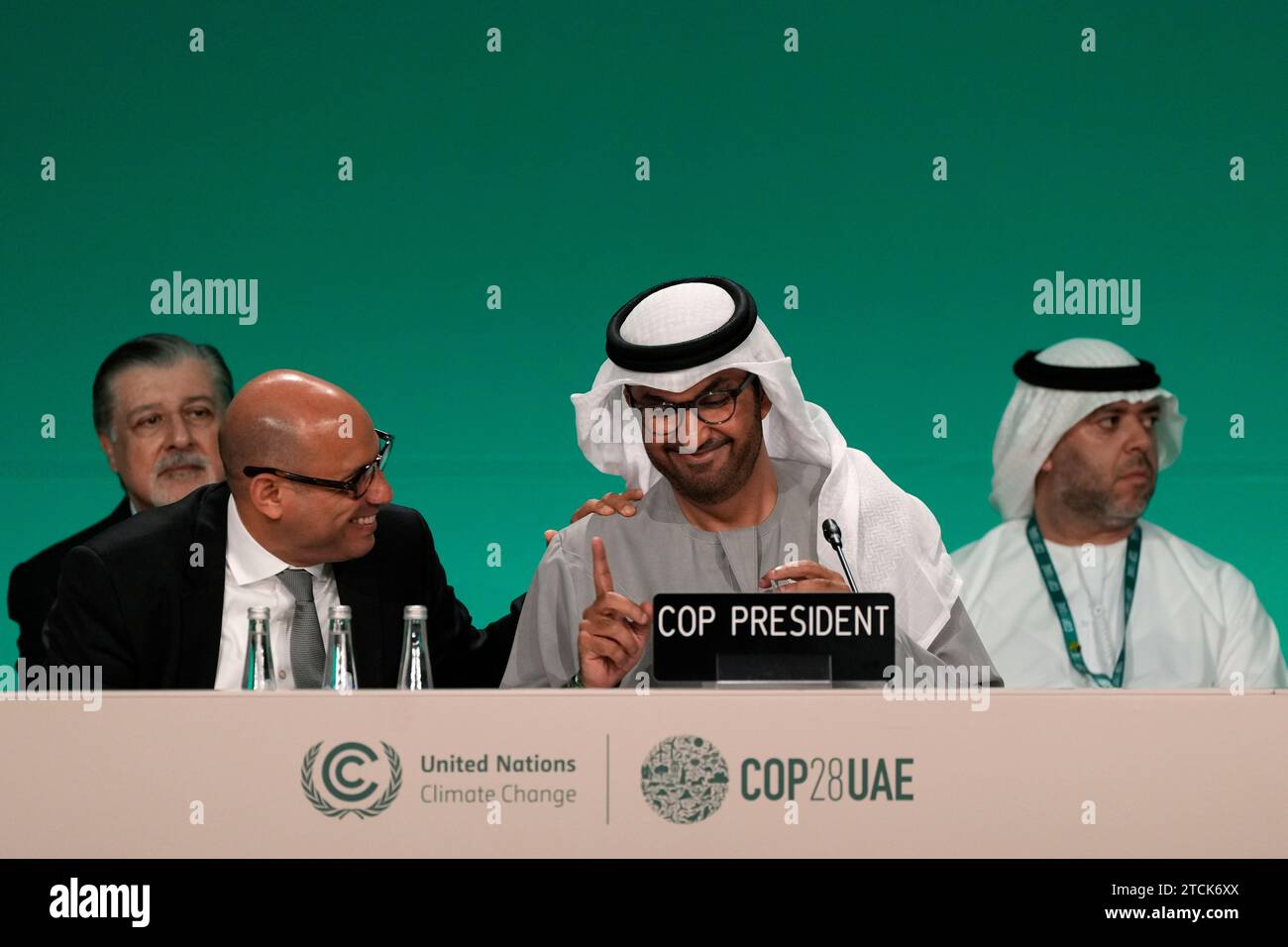 COP28 President Sultan al-Jaber and United Nations Climate Chief Simon ...