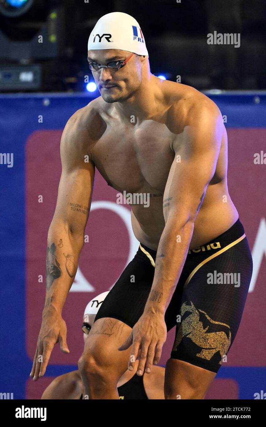 Florent Manaudou of France prepares to compete in the 4x50m Freestyle ...