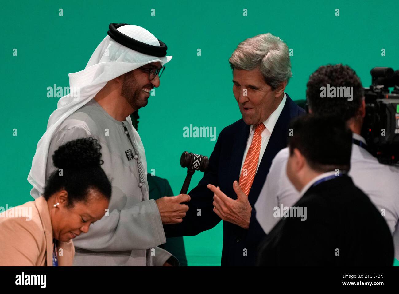 COP28 President Sultan al-Jaber, left, and John Kerry, U.S. Special ...