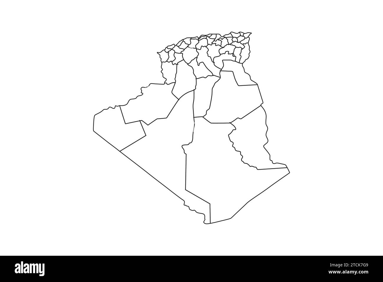 Vector Algeria map outline with white background Stock Vector Image ...