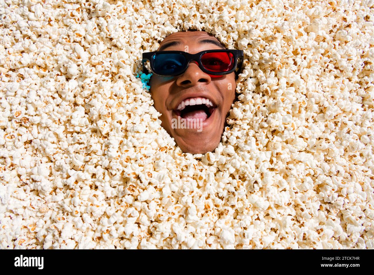 Photo of shocked surprised guy cinema addicted person enjoy sales ...